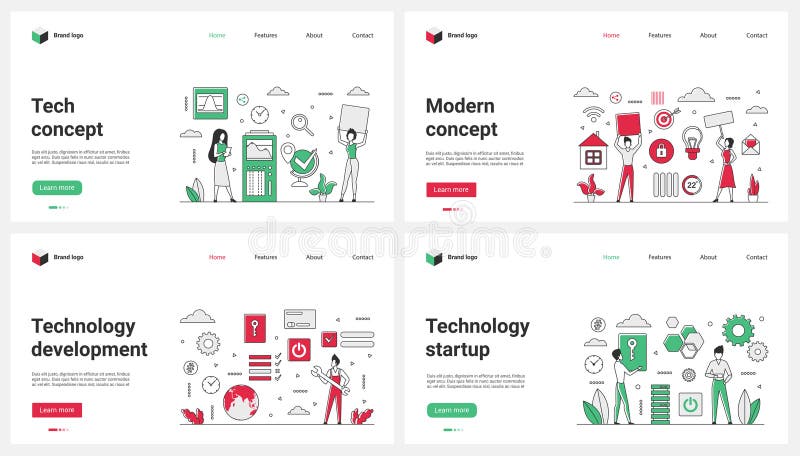 Development of Startup with Tech Solutions, Modern Technology Set and Tiny People Stock Vector ...