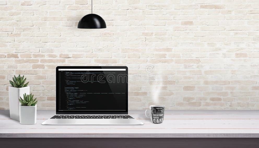 Development Studio Concept. Laptop with Script Code Stock Photo - Image ...