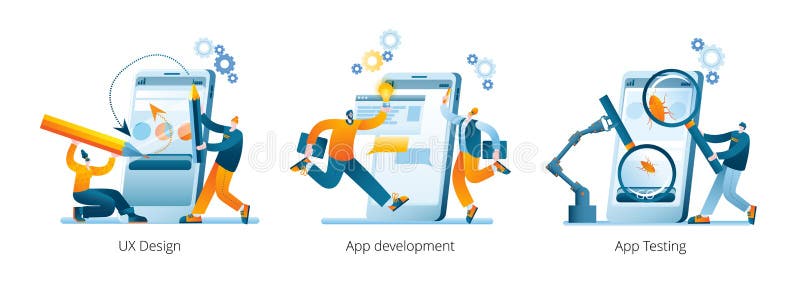 The Development Team Is Creating A Mobile Application Stock Vector