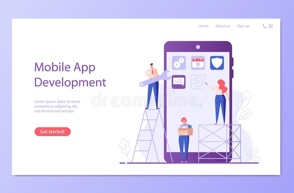 Development Team Developing Mobile Application. Mobile Application Development Stock ...