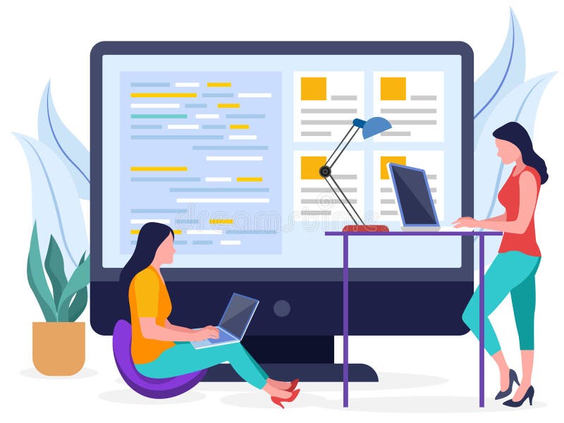 Development Team Working on Project Stock Vector - Illustration of ...