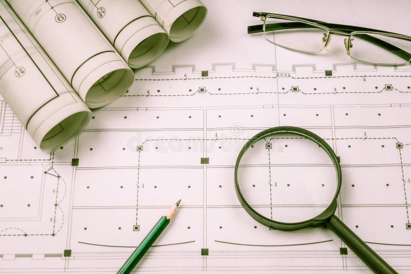 The Development of Technology Project Stock Image - Image of drafting ...