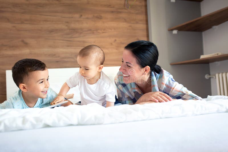 Development of Trust between a Mother and Her Children Stock Photo ...