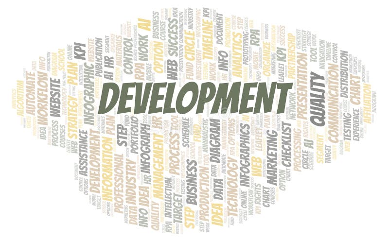 Development Typography Word Cloud Create with the Text only. Stock ...