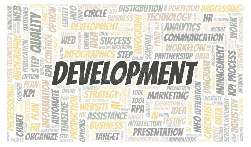 Development Typography Word Cloud Create with the Text only. Stock ...