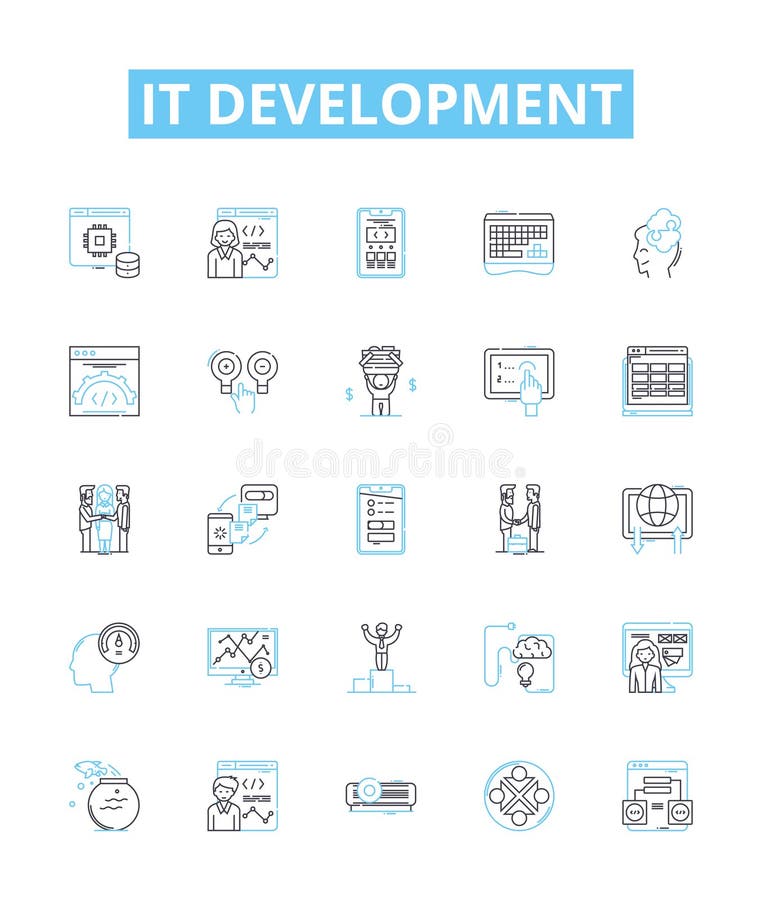 It Development Vector Line Icons Set It Development Software Coding Engineering Program