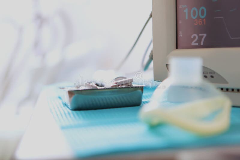 Device for Artificial Lung Ventilation.Breathing Mask is Out of Focus ...