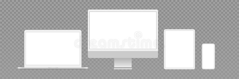 Device Blank Screen Mockup. Realistic Pc Computer, Laptop, Tablet ...