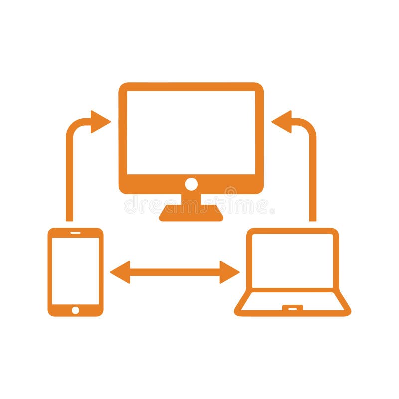 Device, Connect, Connection, Responsive Icon. Orange Version Stock ...