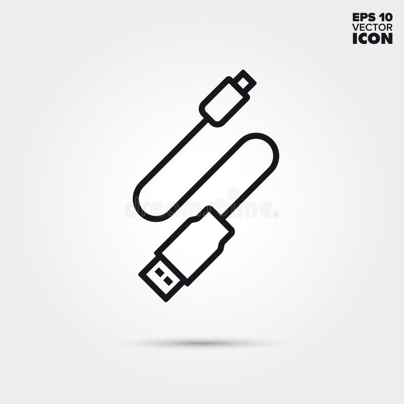 Connector Cable Vector Line Icon Stock Vector - Illustration of ...