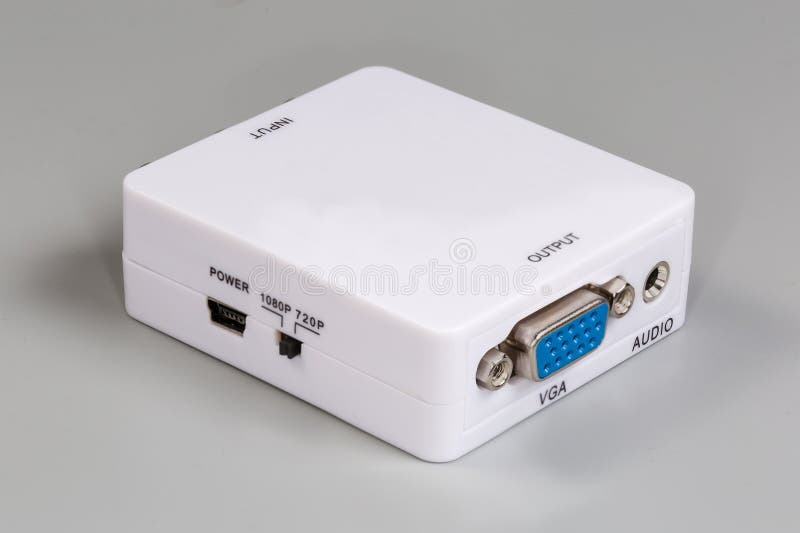 Device of Converter Composite Video To VGA on Gray Background Stock ...
