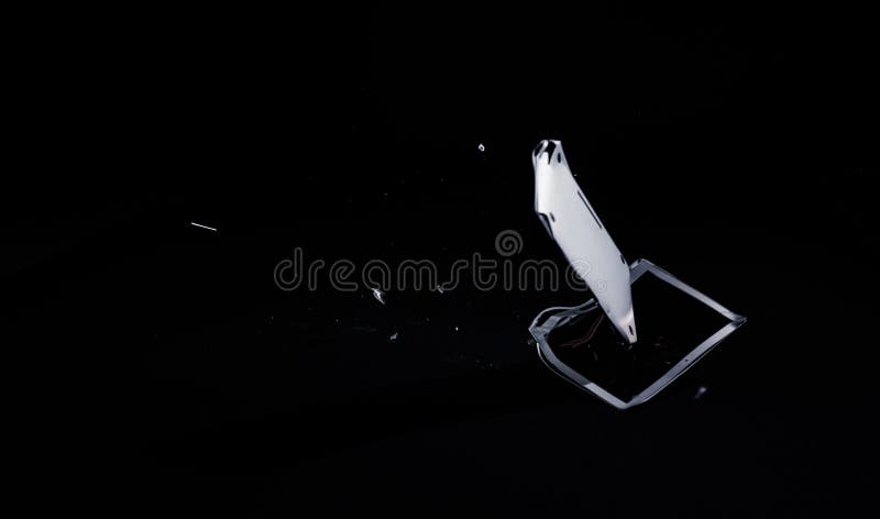 Device Crashing on the Floor, a Smashed and Broken Laptop, Locked Down ...