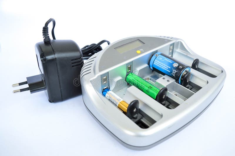 Device Designed To Charge Batteries with Inserted Batteries Stock Photo ...