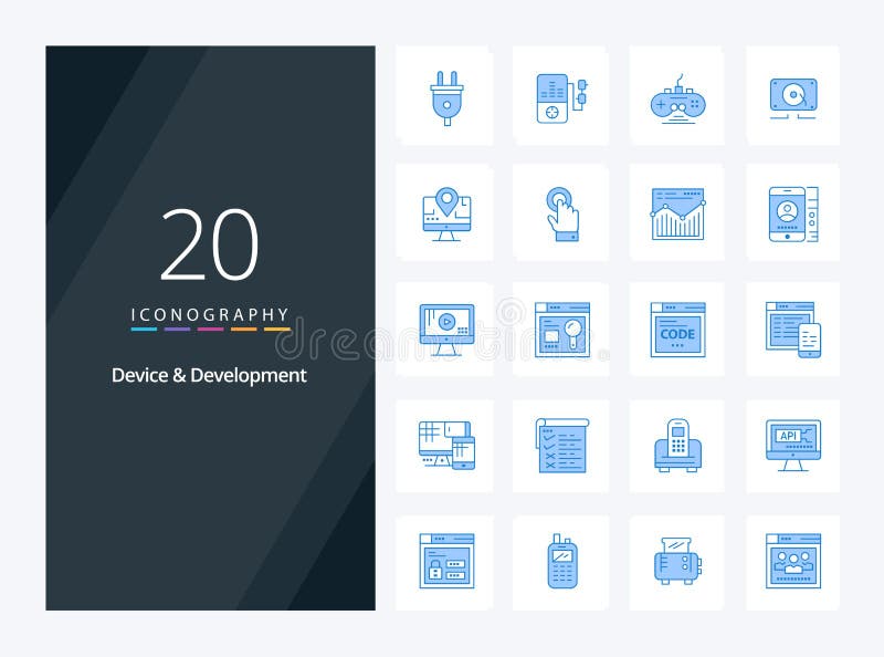 20 Device and Development Blue Color Icon for Presentation Stock Vector ...