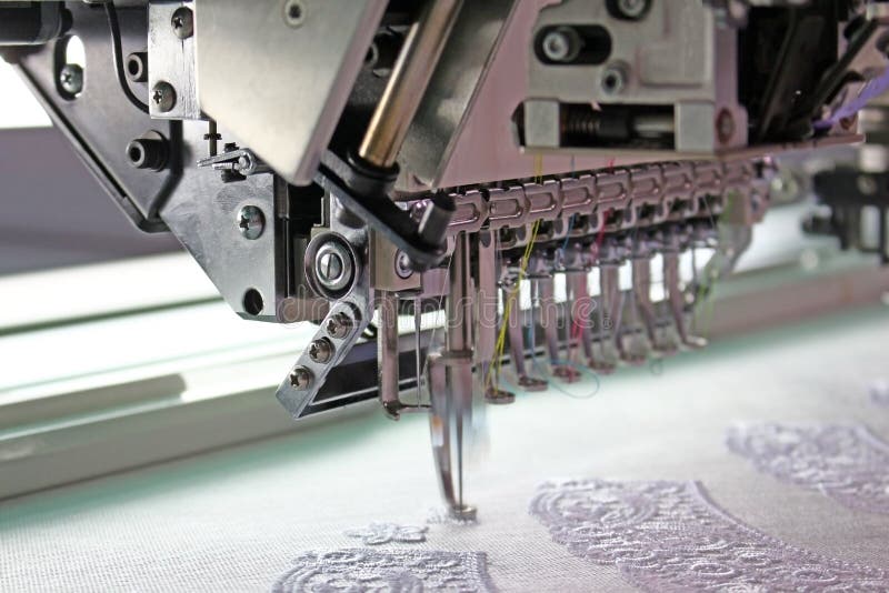 Embroidery Machine during Embroidery Stock Photo - Image of fashion ...