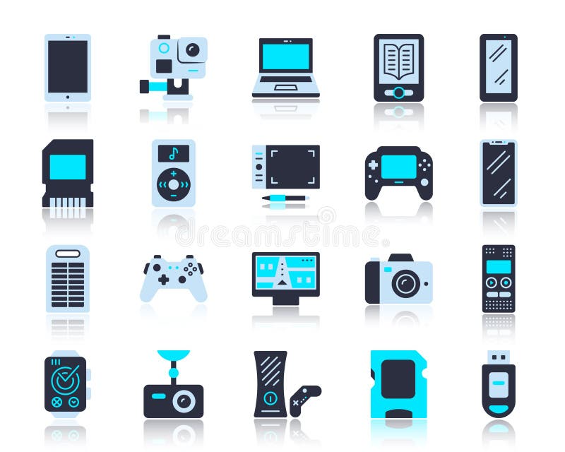 Device Simple Flat Color Icons Vector Set Stock Vector - Illustration ...