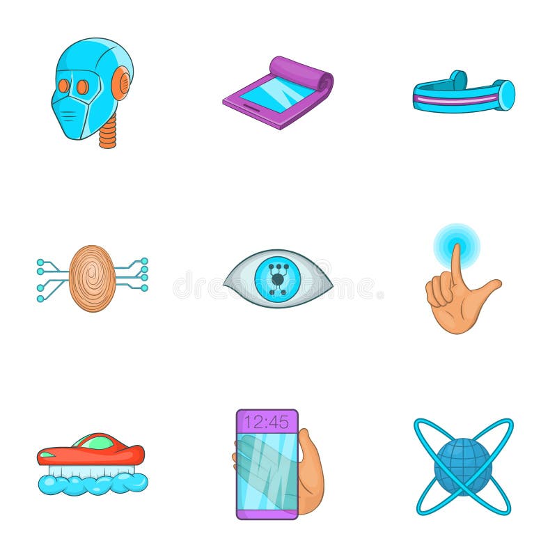Device of Future Icons Set, Cartoon Style Stock Vector - Illustration ...