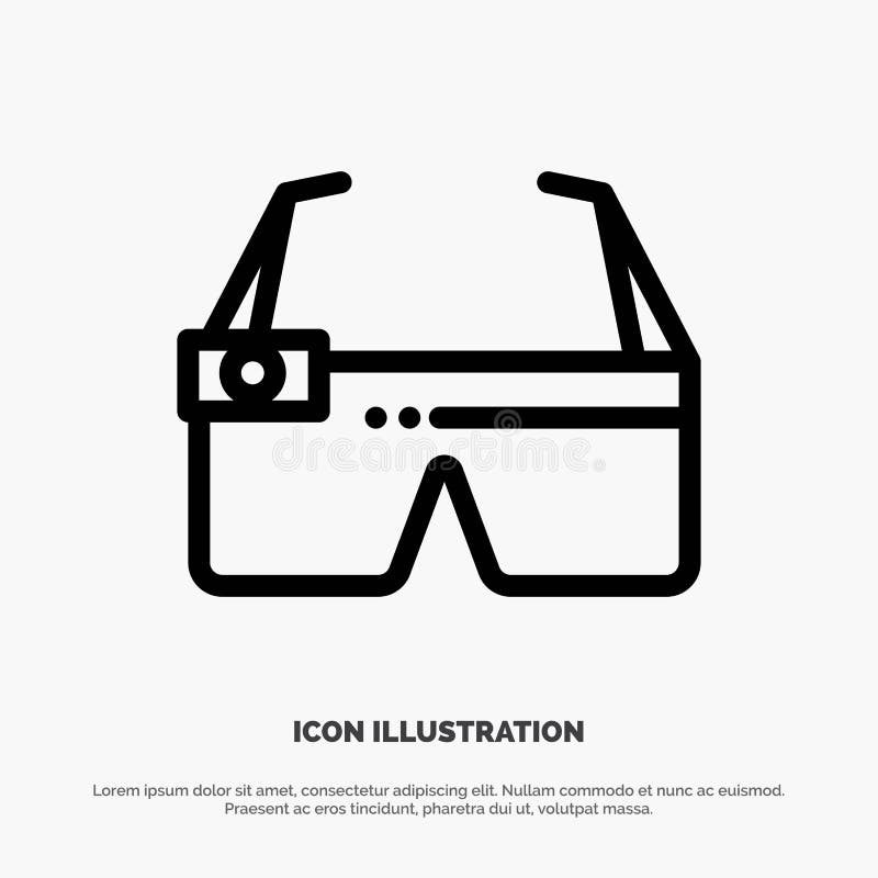 Device, Glasses, Google Glass, Smart Line Icon Vector Stock Vector ...