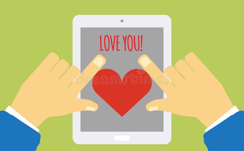 Device with Heart on the Screen Holding in Hands Stock Vector ...