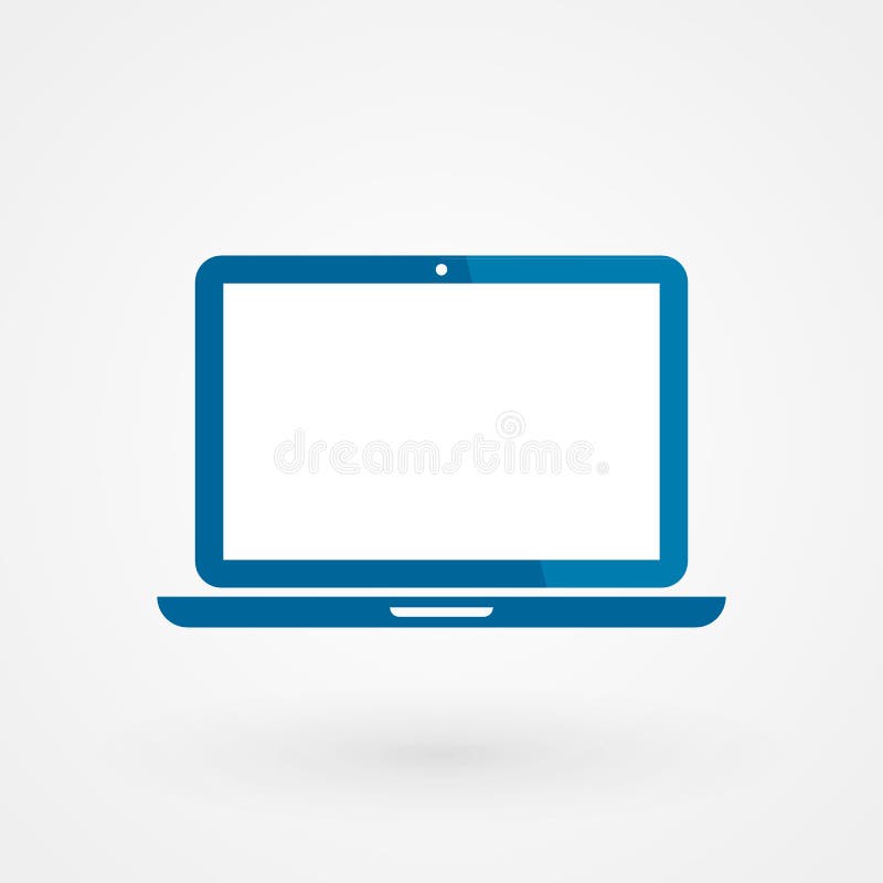 Device Icon: Blue Laptop Computer. Empty Screen. Vector Illustration ...