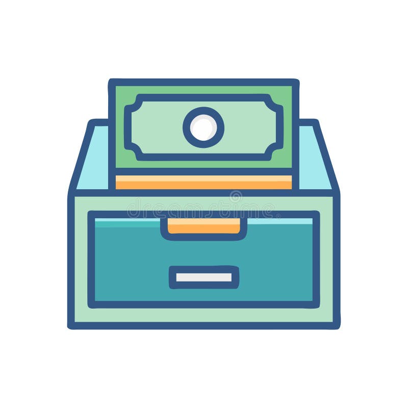 Cash Drawer Device Icon stock vector. Illustration of solution - 351630283