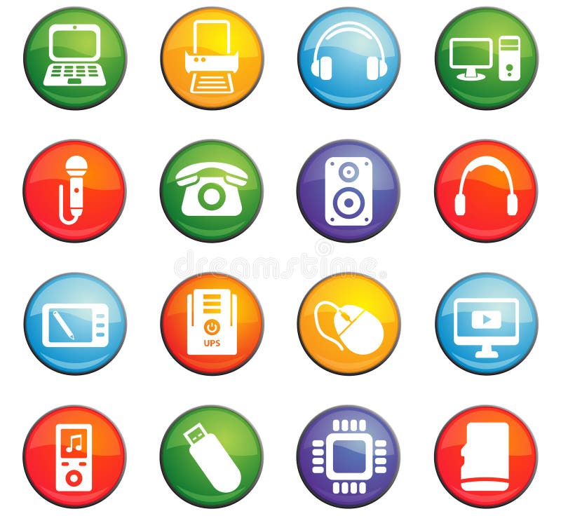 Device icon set stock illustration. Illustration of processor - 89192620