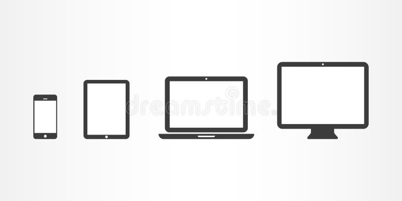 Device Icon Set: Smartphone, Tablet, Laptop and Desktop Computer ...