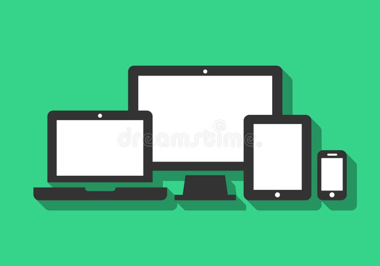Device Icons: Smart Phone, Tablet, Laptop and Desktop Computer. Stock ...