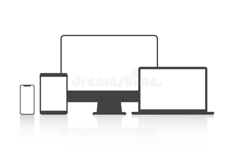 Device Icons: Smart Phone, Tablet, Laptop and Desktop Computer. Vector ...