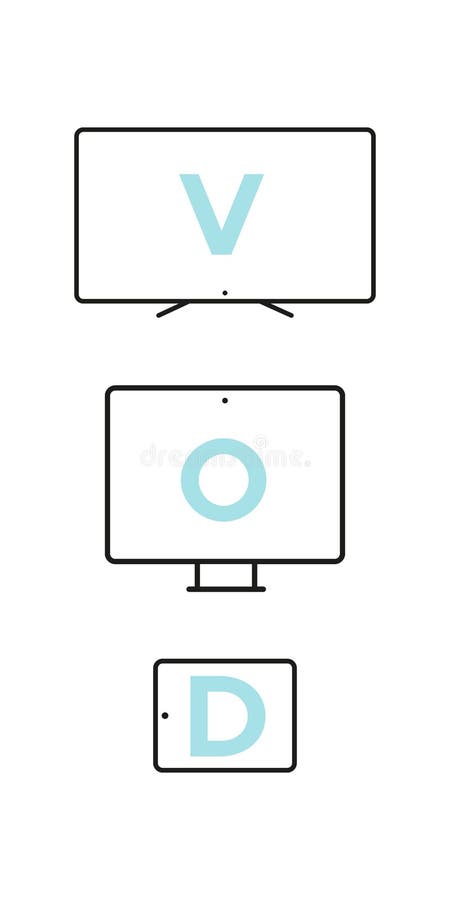Device Icons: Smart TV, Desktop Computer and Tablet. Video on Demand ...