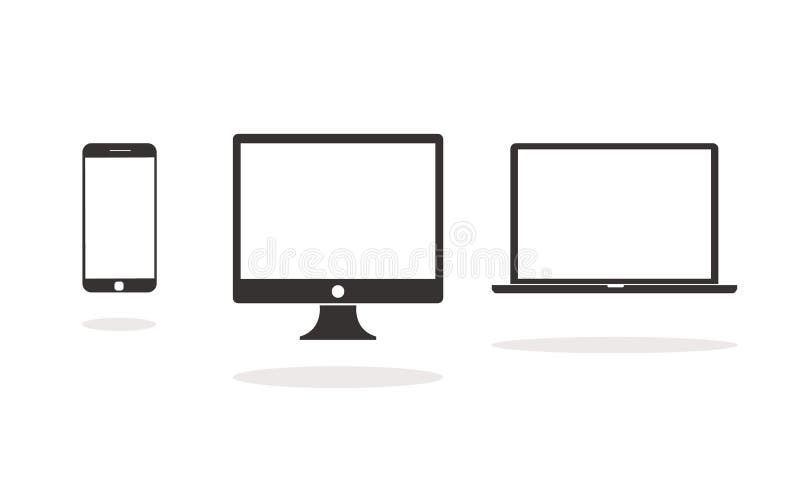 Device Icons: Smartphone, Desktop Computer and Laptop Stock Vector ...