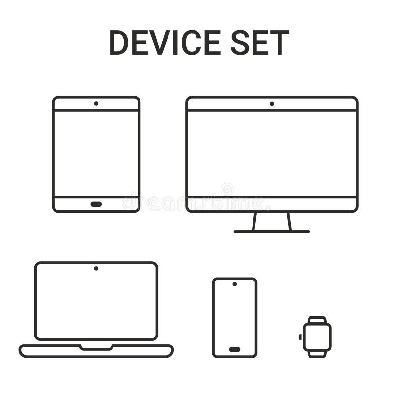Device Icons Smartphone, Tablet, Laptop and Desktop Computer Stock ...