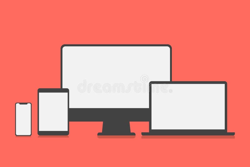 Device Icons: Smart Phone, Tablet, Laptop and Desktop Computer. Vector ...