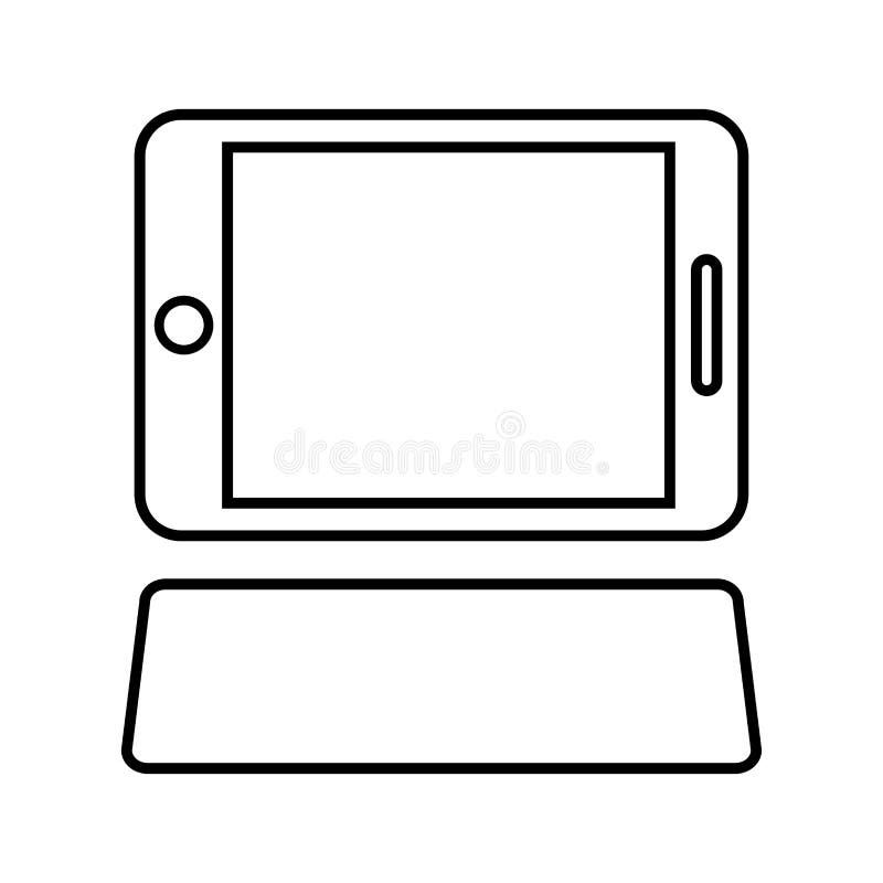 Device, Ipad, Keyboard Line Icon. Outline Vector Stock Illustration ...