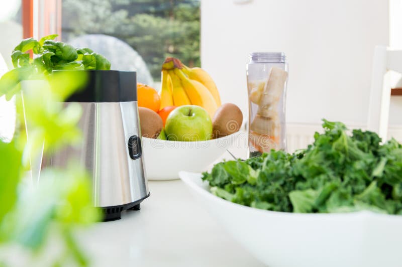 Device for Making Smoothie on the Kitchen Stock Photo - Image of green ...