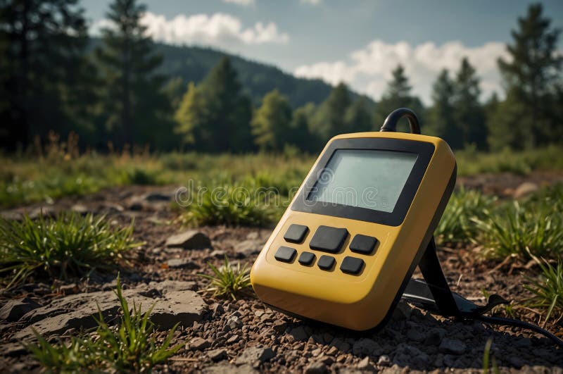 A Device for Measuring Radioactivity. Using the Device Outdoors Stock ...