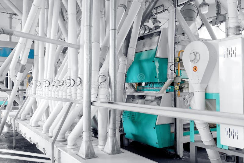 Device of Modern Automatic Mill for Cereals or Wheat Grains Stock Photo ...
