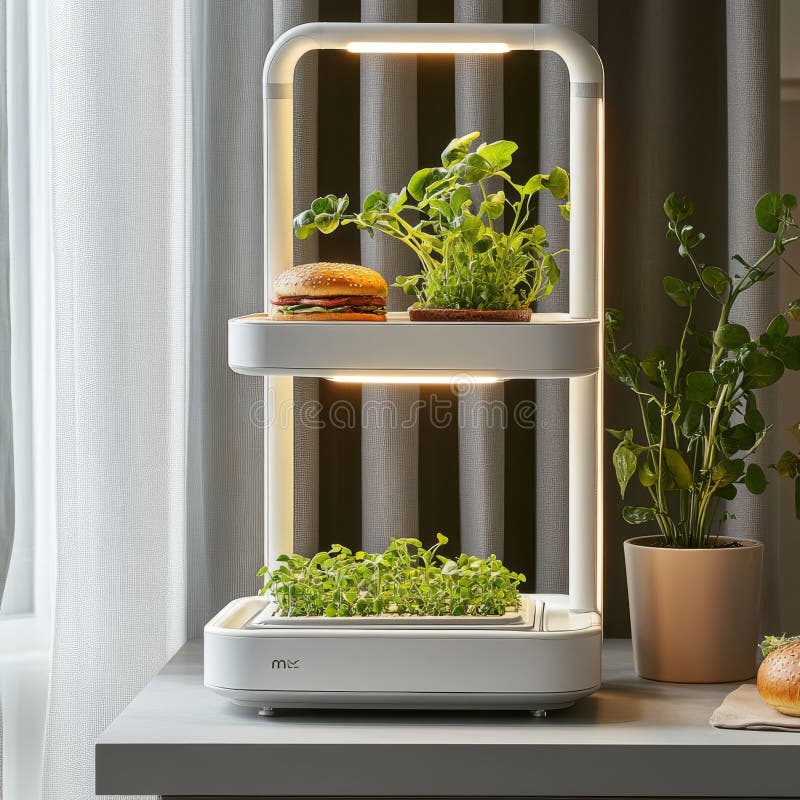 Device for Modern Food Preparation Featuring a Burger and Fresh ...