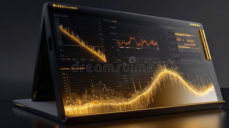 Device Monitor with Data Flow. Futuristic Technology, Communication ...