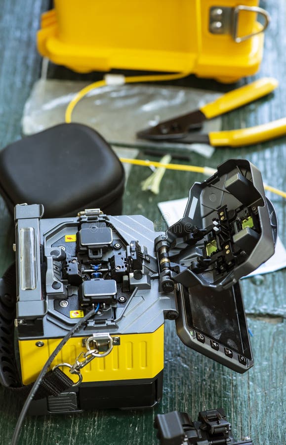 Device for Mounting Optical Cable. Optical Internet Technology Concept ...