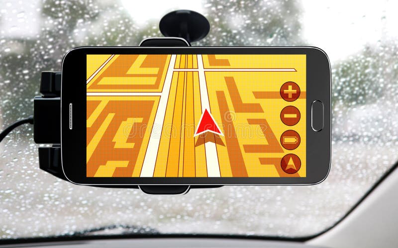Navigator in car stock image. Image of rainy, modern - 112705861