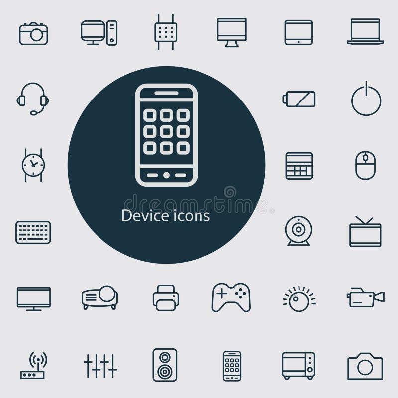 Device Outline Vector Icon. Thin Line Black Device Icon, Flat Vector ...