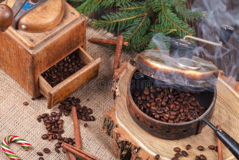 The Device for Roasting Coffee Beans, an Old Hand Grinder. Stock Image ... The Device for Roasting Coffee Beans, an Old Hand Grinder. Stock Image ...