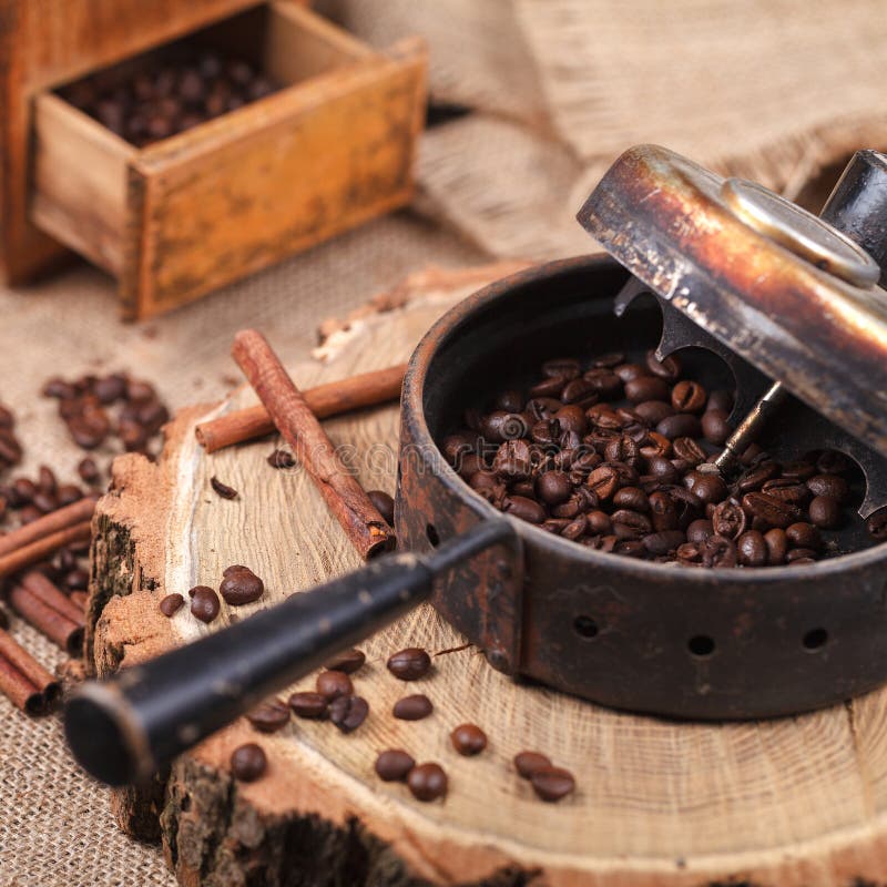The Device for Roasting Coffee Beans, an Old Hand Grinder. Stock Image ... The Device for Roasting Coffee Beans, an Old Hand Grinder. Stock Image ...