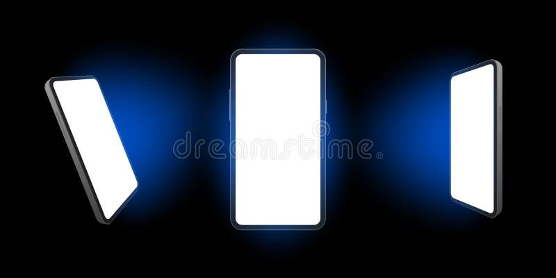 Device Screen Mockup Glow Blank Template. Light Glowing Display on Dark ...