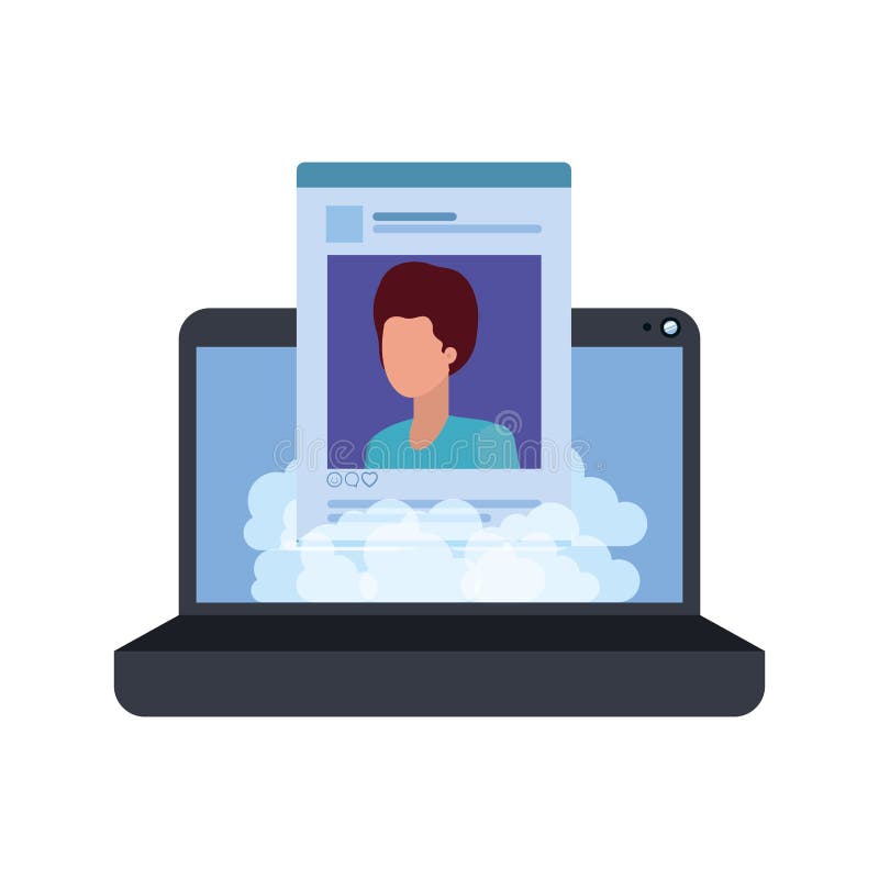 Device Screen with Social Network Profile Avatar Character Stock Vector ...