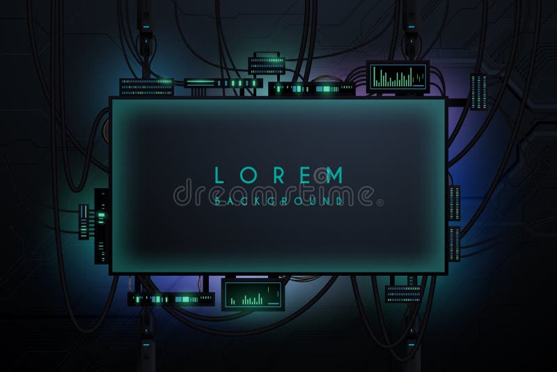 Device Screen Template with Cables Background Stock Vector ...