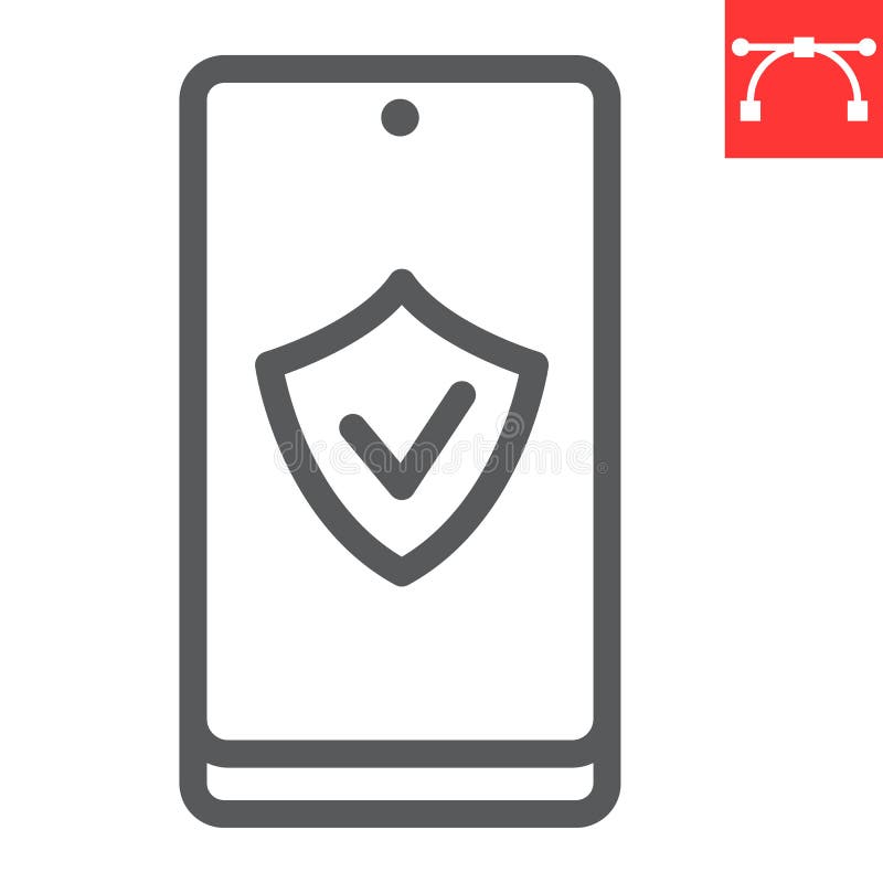 Device Security Line Icon, Security and Protection, Smartphone with ...