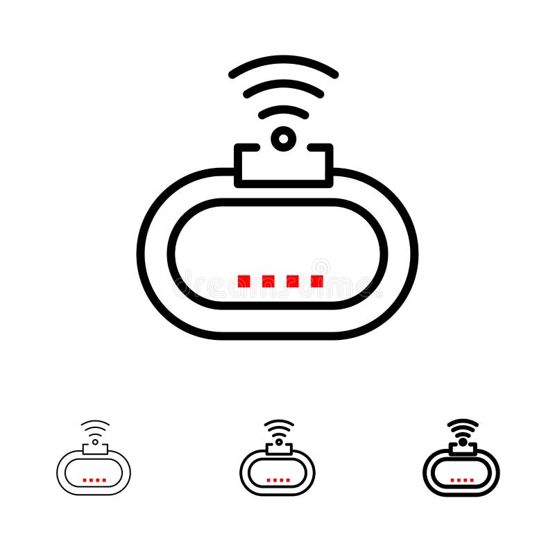 Device, Security, Wifi, Signal Bold and Thin Black Line Icon Set Stock ...