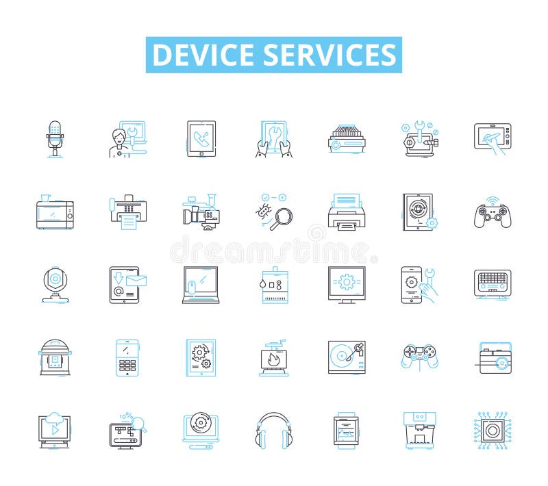 Device Services Linear Icons Set. Repairs, Maintenance, Upgrades ...